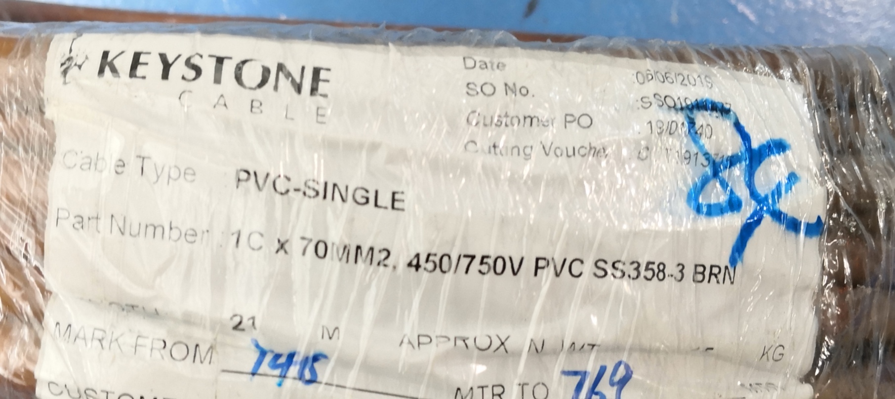 Keystone 70mmsq PVC Cable-Brown